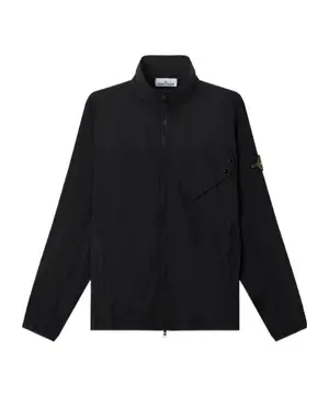 Stone Island Comfort-fit Zip-up Overshirt With Chest Pocket - Black