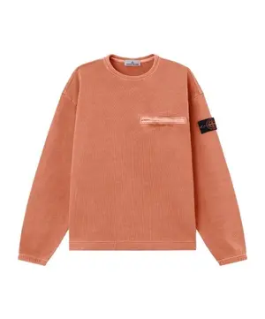 Stone Island Oversized-fit Crewneck Sweatshirt With Chest Pocket - Brick Red