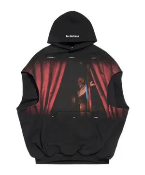 Balenciaga Sleeveless Hoodie With Graphic Print - Black