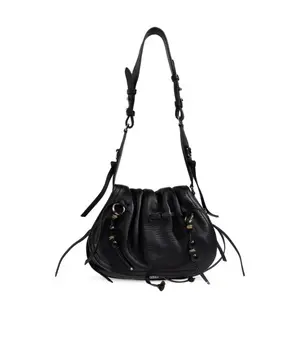 Isabel Marant Étoile Textured Leather Drawstring Bag - Black