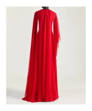 Givenchy Draped Evening Dress In Chiffon With Cape