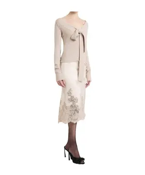 Ermanno Scervino Pure Cashmere Cardigan With Front Bow Detail