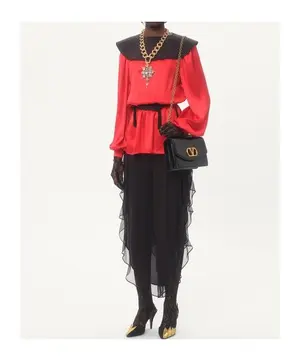 Valentino Garavani Ruffled Trim Ballon Trousers