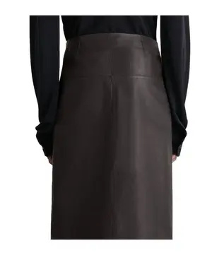 LEMAIRE Leather Wrapover Midi Skirt
