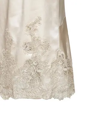 Ermanno Scervino Lace Trim Silk Satin Pencil Skirt