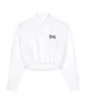 Givenchy Cropped Shirt In Poplin With Embroidered Bow