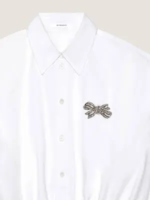 Givenchy Cropped Shirt In Poplin With Embroidered Bow