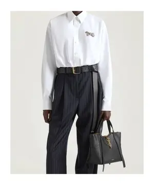 Givenchy Cropped Shirt In Poplin With Embroidered Bow