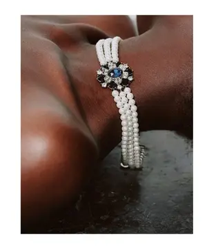 SELF-PORTRAIT Double-stranded Pearl And Crystal Choker
