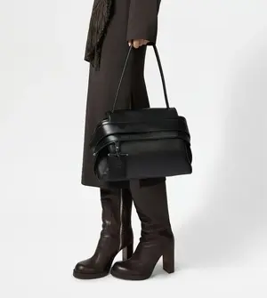 TOD'S Wave Logo Embossed Shoulder Bag