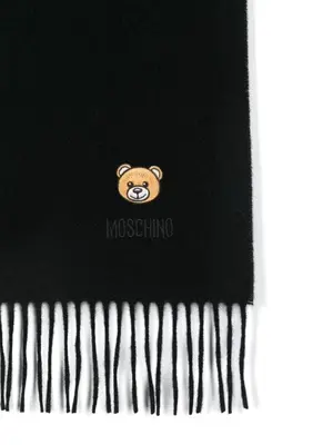 Moschino Teddy Logo Fringed Scarf