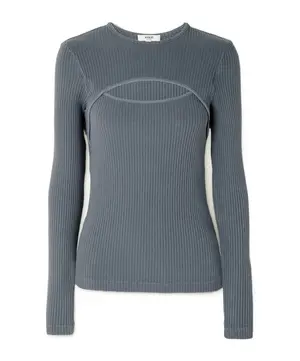 AGOLDE Cutout Ribbed Cotton Top