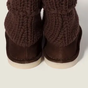 Miu Miu Suede And Knit Ankle Boots