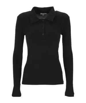 AGOLDE Collared Long-sleeve Top - Black