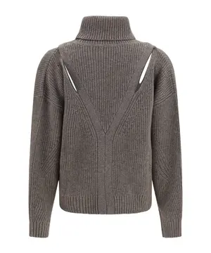 P.a.r.o.s.h Cutout Shoulder High Neck Knitted Sweater