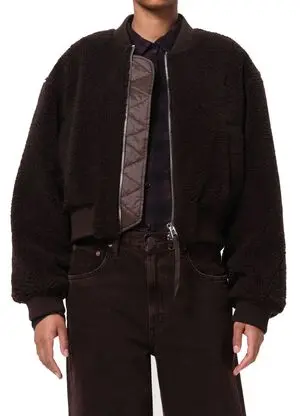 AGOLDE Long Sleeve Bomber Jacket With Ribbed Trims