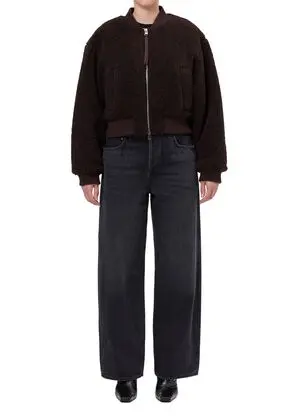 AGOLDE Long Sleeve Bomber Jacket With Ribbed Trims
