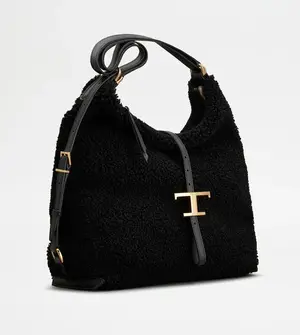 TOD'S T Plaque Shearling Tote Bag