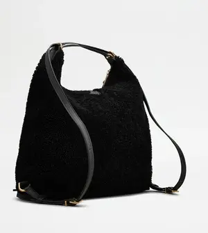 TOD'S T Plaque Shearling Tote Bag