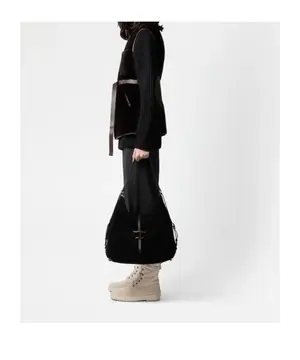 TOD'S T Plaque Shearling Tote Bag
