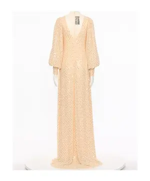 Valentino Garavani Embellished Long Sleeve V-neck Gown