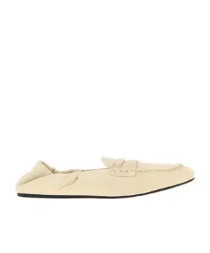 Miu Miu Suede Logo Loafers - Ivory