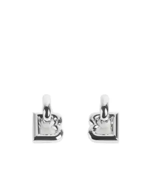 Balenciaga B Xs Hoop Earrings In Shiny Silver - Bright Silver