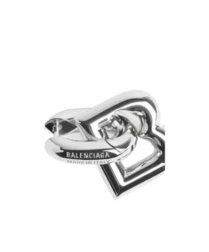 Balenciaga B Xs Hoop Earrings In Shiny Silver