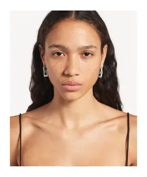 Balenciaga B Xs Hoop Earrings In Shiny Silver