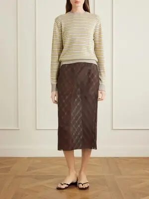 Auralee Lightweight Striped Crew Neck Knit Top