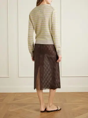 Auralee Lightweight Striped Crew Neck Knit Top