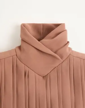 Valentino Garavani High-neck Pleated Tunic Top