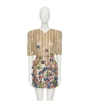 Valentino Garavani Embellished V-neck Mini Dress