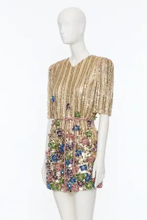 Valentino Garavani Embellished V-neck Mini Dress