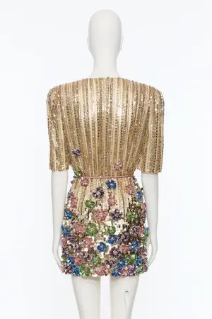 Valentino Garavani Embellished V-neck Mini Dress