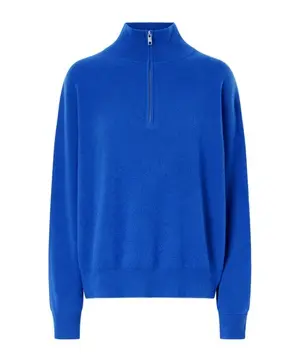 Staud Half-zip Stand-collar Knit Sweater