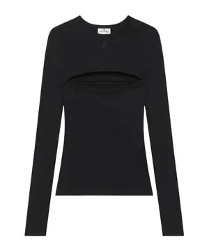 COURREGES Long Sleeve Cut Out T-shirt - Black