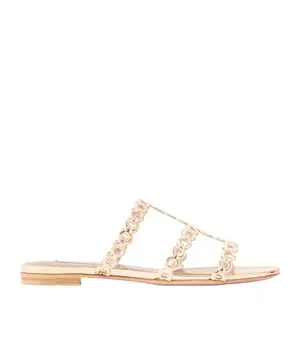 AQUAZZURA Perforated Metallic-leather Flats