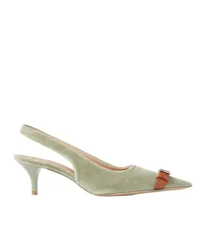 J.W.ANDERSON Buckle-embellished Leather-trimmed Velvet Slingback Pumps