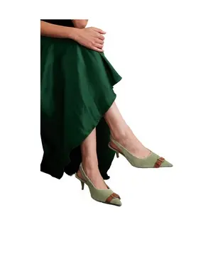 J.W.ANDERSON Buckle-embellished Leather-trimmed Velvet Slingback Pumps