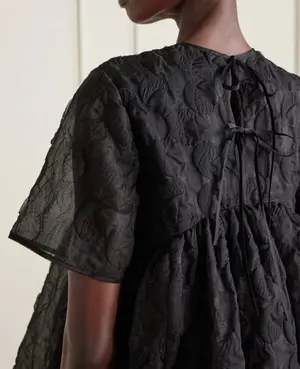 Cecilie Bahnsen Pleated Tie-waist Tulle Dress