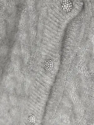 Alessandra Rich Cropped Sequin-embellished Cable-knit Cardigan