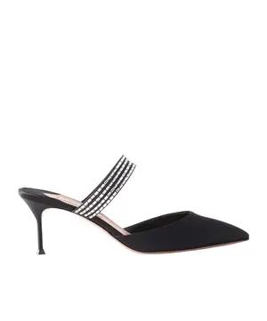 AQUAZZURA Crystal-embellished Satin Mules