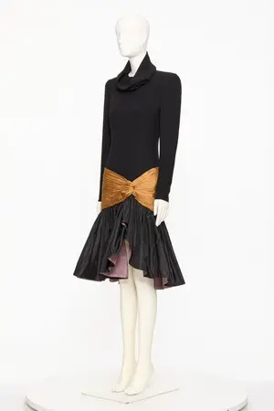 Valentino Garavani Long-sleeved High-neck Draped Dress