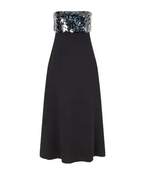 Staud Sequin Strapless Midi Dress