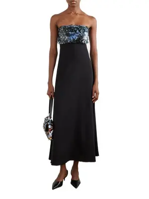 Staud Sequin Strapless Midi Dress