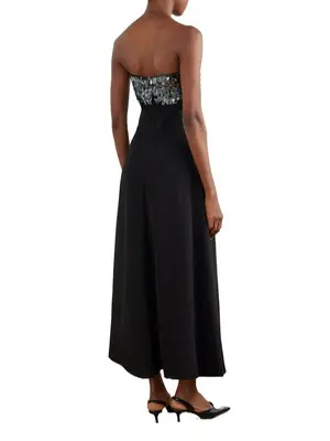 Staud Sequin Strapless Midi Dress