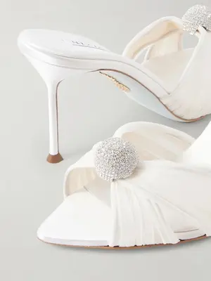 AQUAZZURA Embellished Chiffon Mules