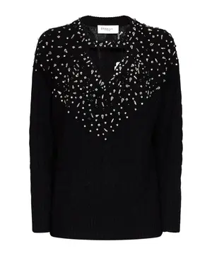 ERMANNO FIRENZE Embellished Cable-knit Sweater - Black