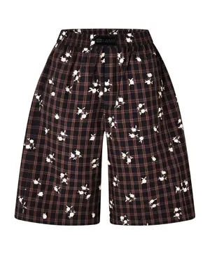 GANNI Floral Plaid Culottes - Black